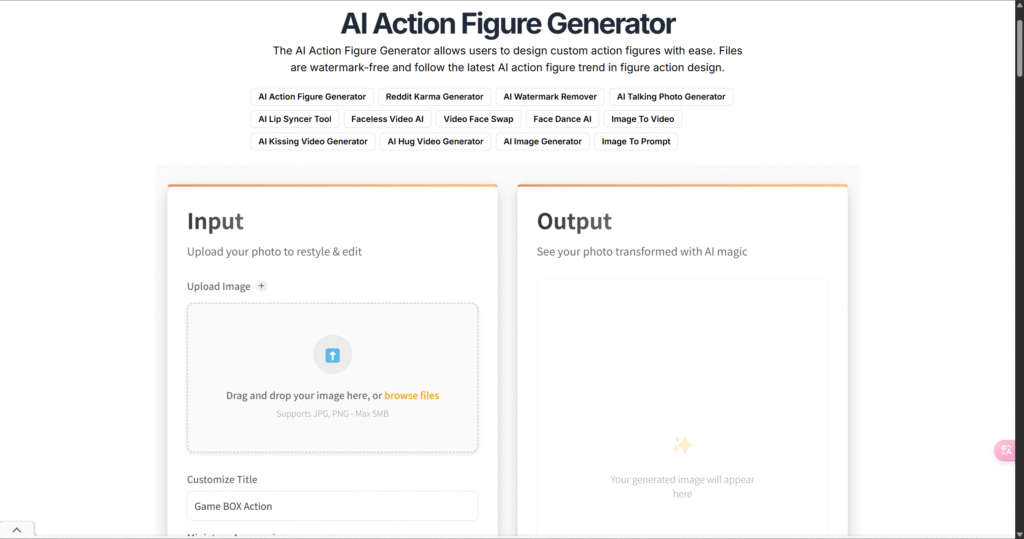 AI Action Figure Generator - Transform Photos into Action Figure Style