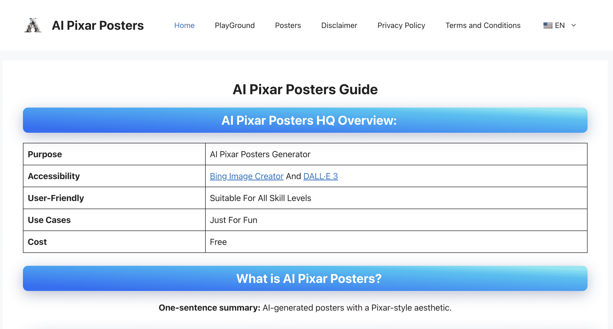 AiPixarPosters - Pixar AI Generator Online PlayGround